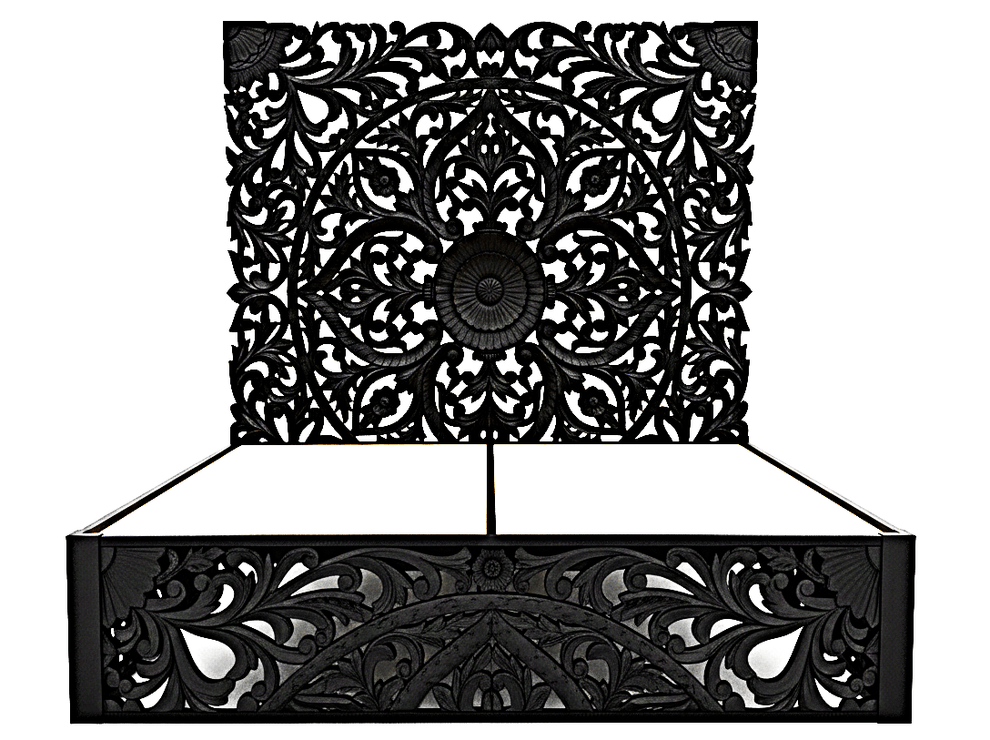 Amani Hand Carved Indian Solid wooden bed frame | Hibashi Furniture ...