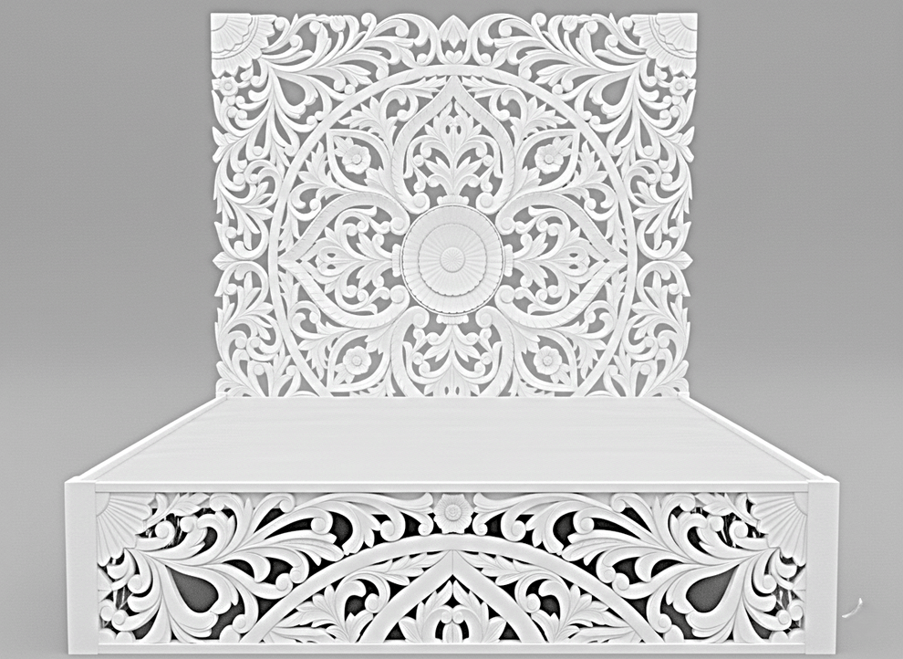 Amani Hand Carved Indian Solid wooden bed frame | Hibashi Furniture ...